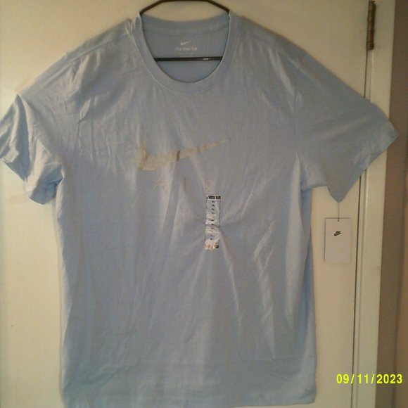Nike | Shirts | New Nike Sportswear Nike Air Metallic Tee Mens Blue ...